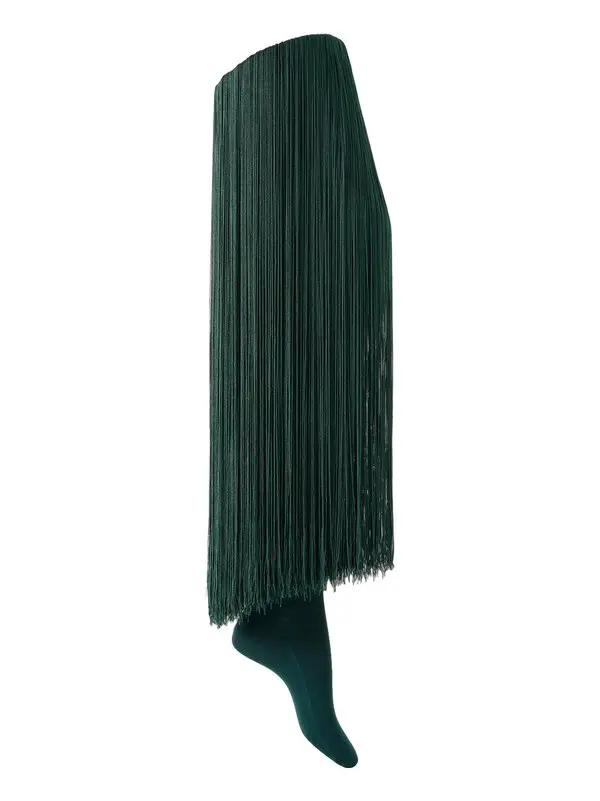 Alaïa Fringed Knit High Socks - Green