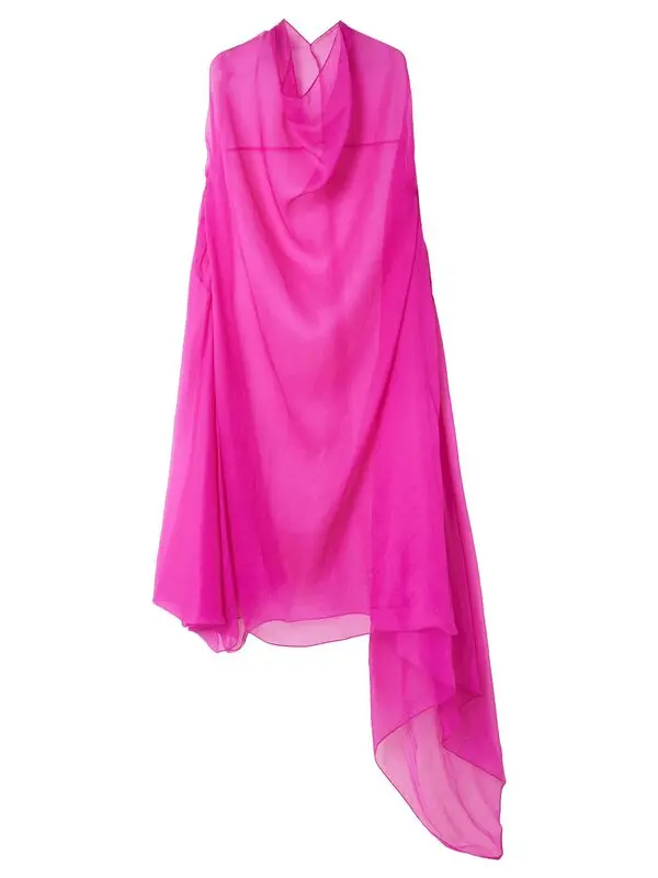 Dries Van Noten Draped Silk-chiffon Midi Dress - Pink