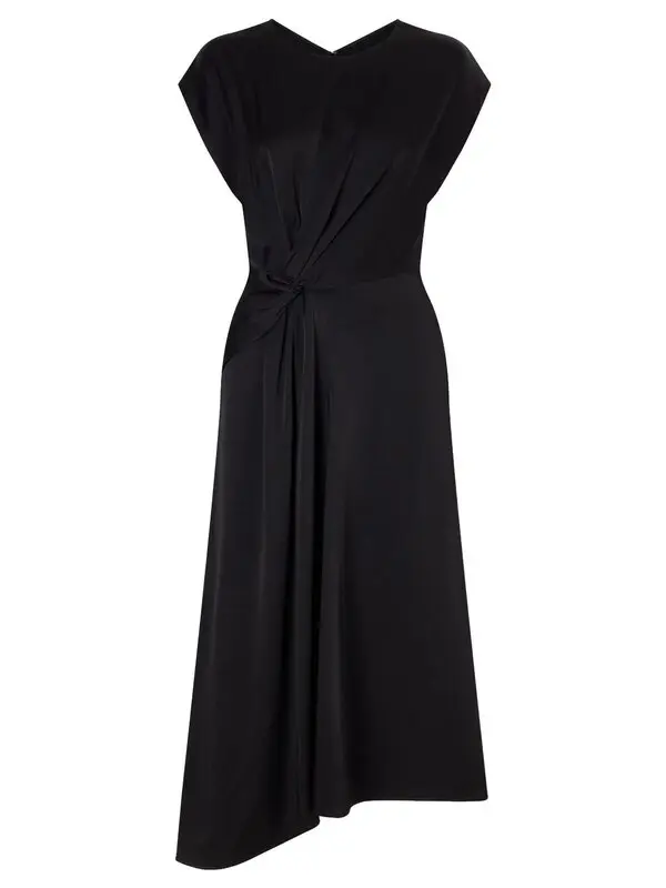 Victoria Beckham Twisted-front Satin Midi Dress - Black