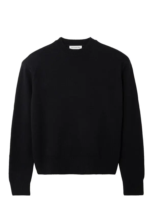 THE FRANKIE SHOP Rafaela Cropped Merino Wool And Cashmere-blend Sweater - Black