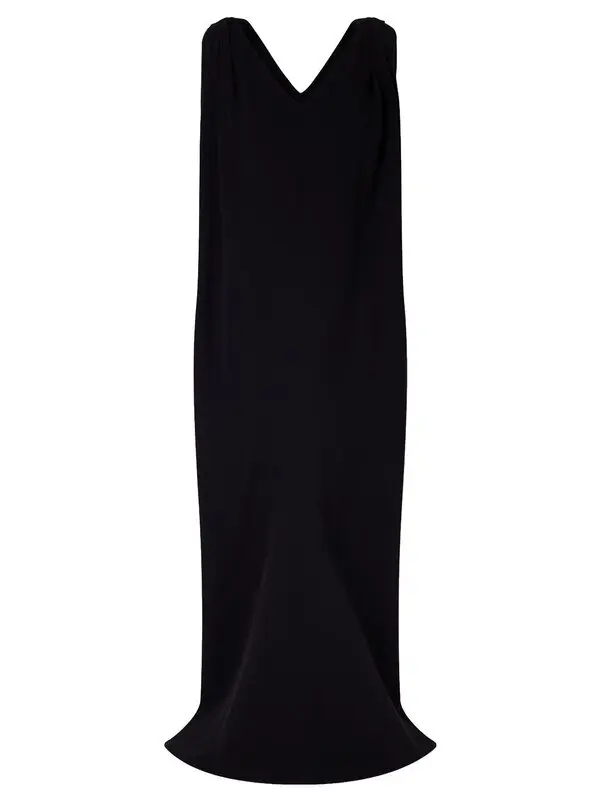 Balenciaga Draped Silk And Wool-blend Crepe Maxi Dress - Black