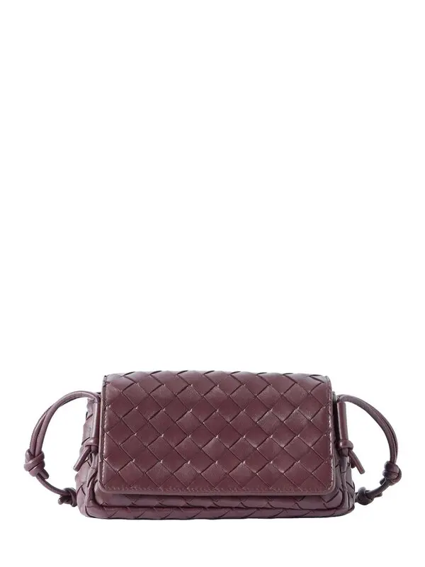 Bottega Veneta Notturno Intrecciato Leather Shoulder Bag - Red