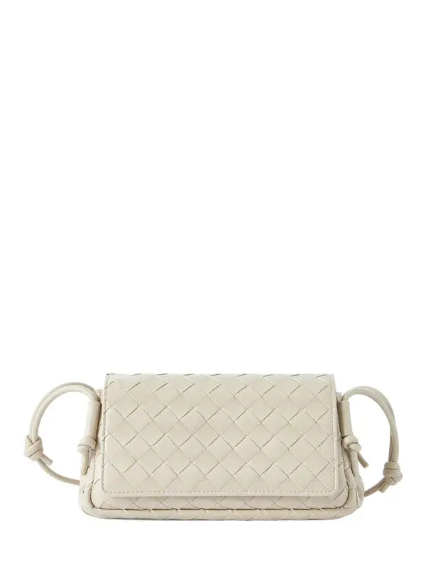 Bottega Veneta Notturno Intrecciato Leather Shoulder Bag - Neutrals