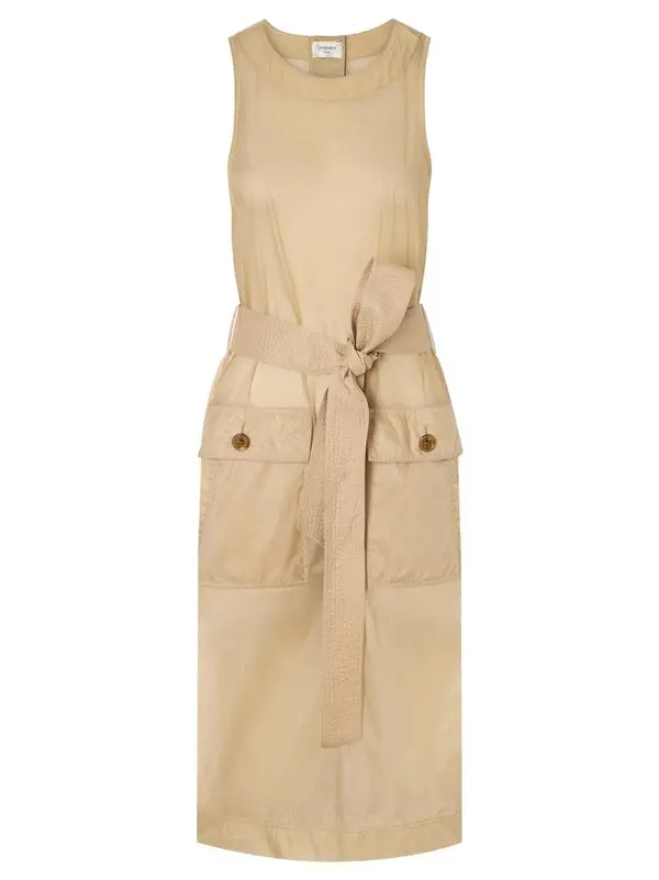 Saint Laurent Belted Shell Dress - Neutrals
