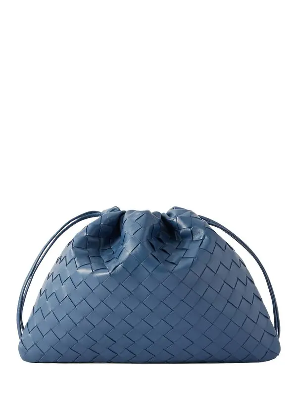 Bottega Veneta Intrecciato Leather Pouch - Blue