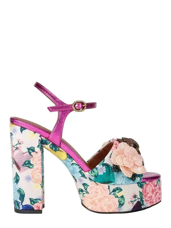 Kurt Geiger Kensington Floral Embellished Platform Sandals - Pink