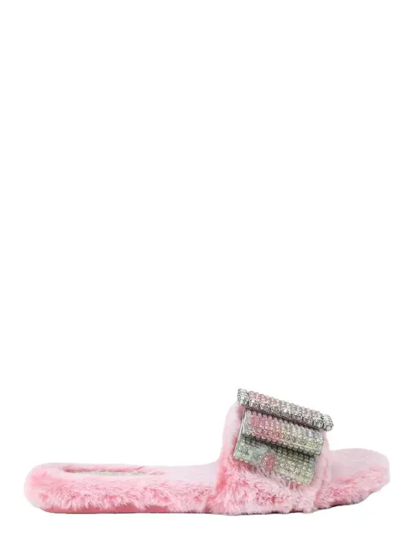 Kurt Geiger Crystal Bow Cosy Slides - Pink