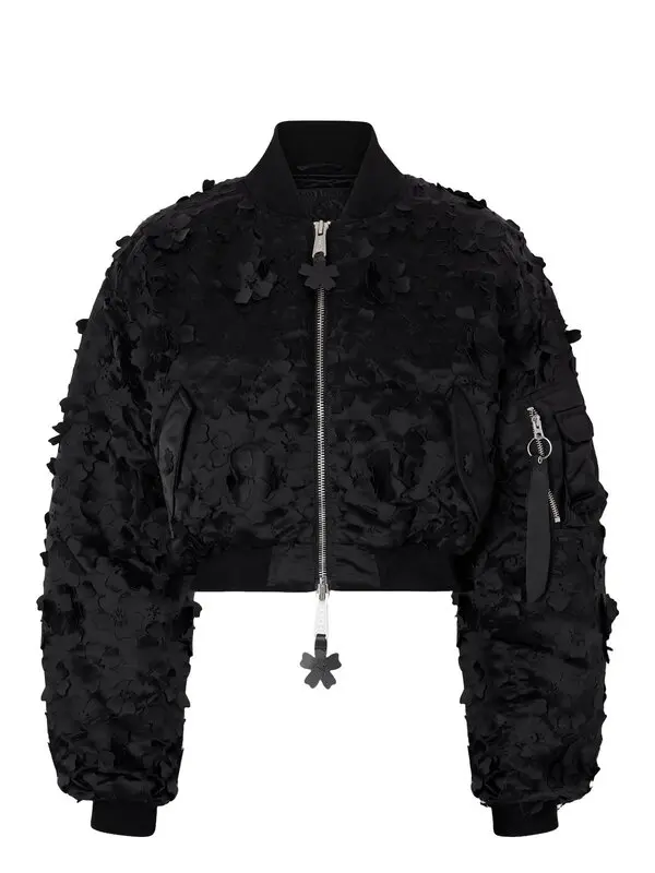 Cecilie Bahnsen Alpha Industries Ma-1 Cropped Laser-cut Padded Shell Bomber Jacket - Black