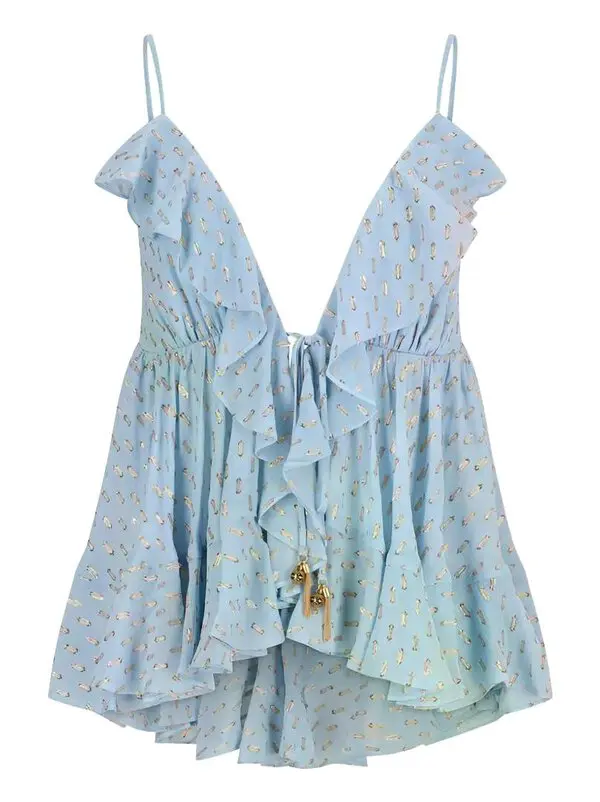 Zimmermann Ruffle Top - Blue