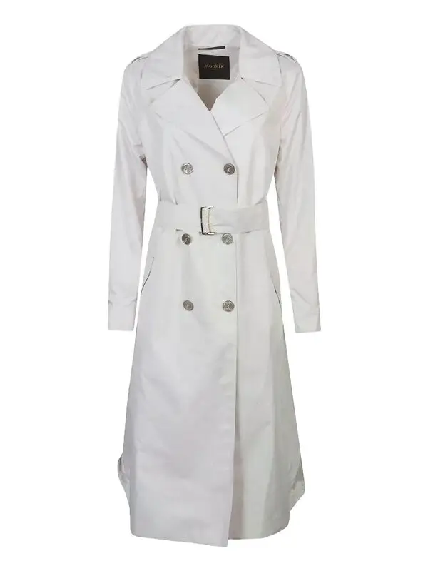 MOORER Belted Double-breasted Coat - White