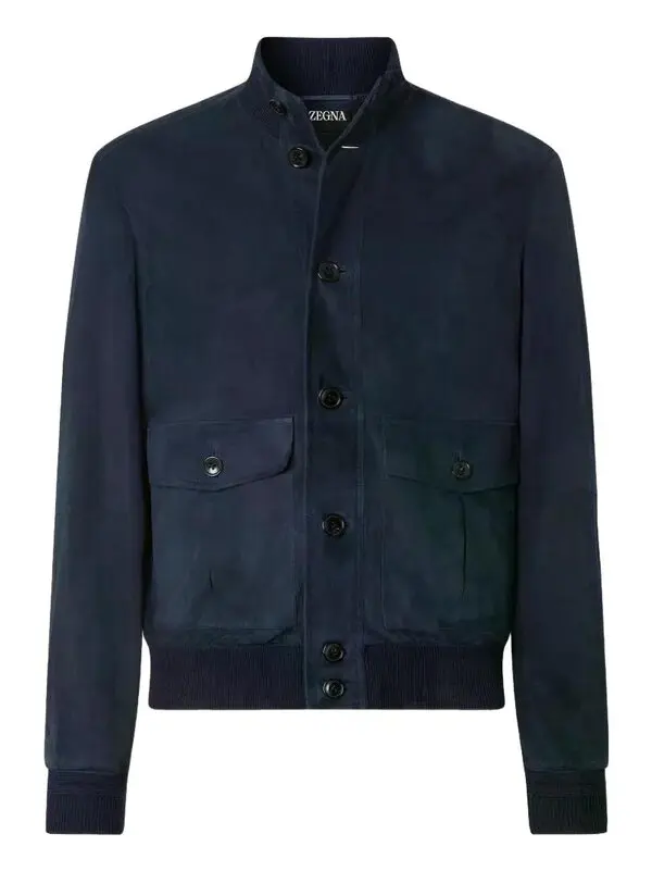 Zegna Suede Blouson Jacket - Blue