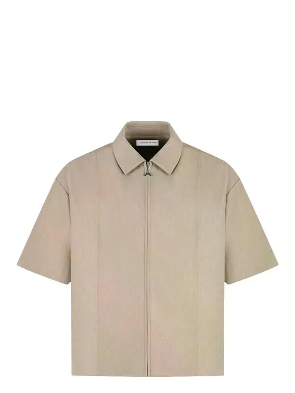 Manière De Voir Boxy-fit Pressed-crease Beige Shirt - Neutrals