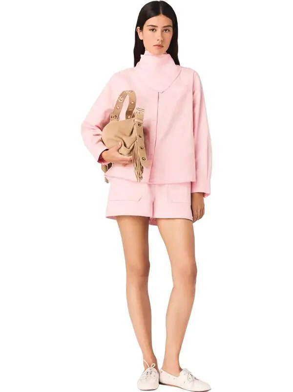 Maje Cotton Shirt With Removable Scarf - Pink