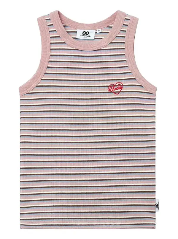 CHOCOOLATE Striped Tank Top - Pink