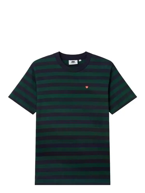 CHOCOOLATE Striped Heart-patch T-shirt - Green