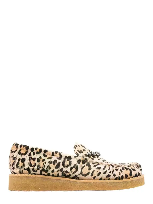 FORTE_FORTE Crystal-embellished Animal-pattern Loafers - Brown