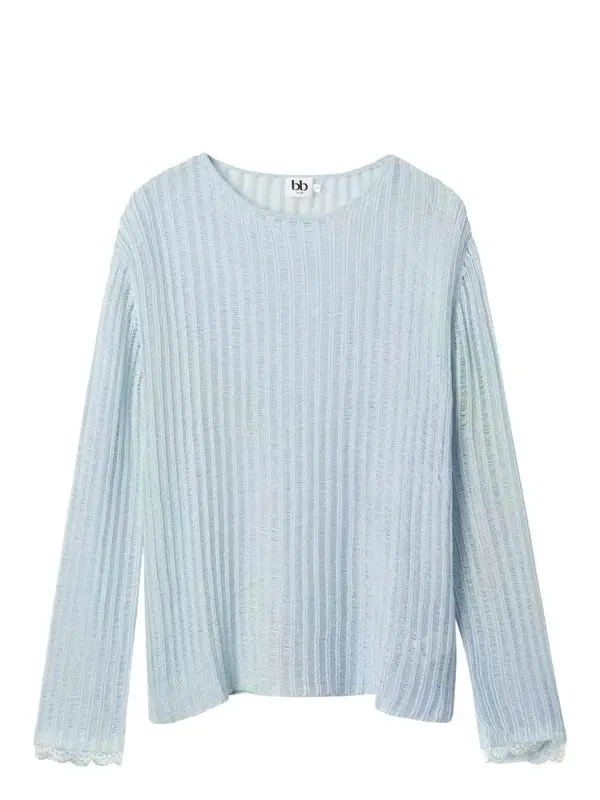 B+AB Long-sleeve Sweater With Lace Trim - Blue
