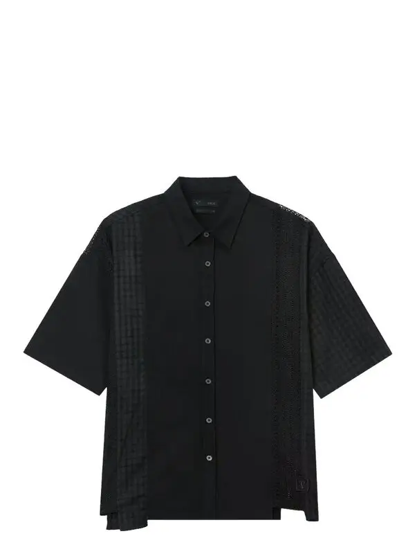 FIVE CM Check-panel Short-sleeve Shirt - Black