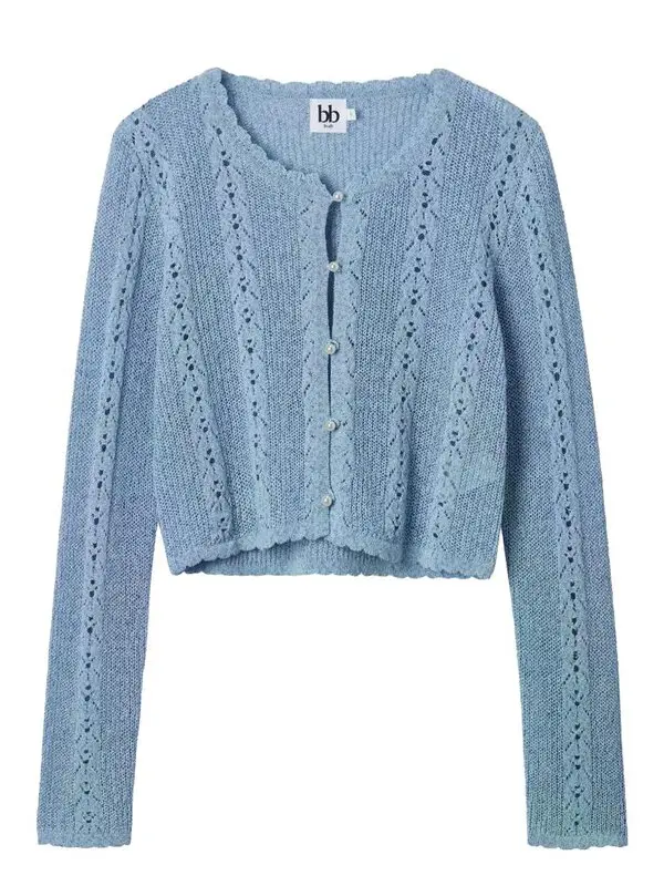 B+AB Pearl-button Knit Cardigan - Blue