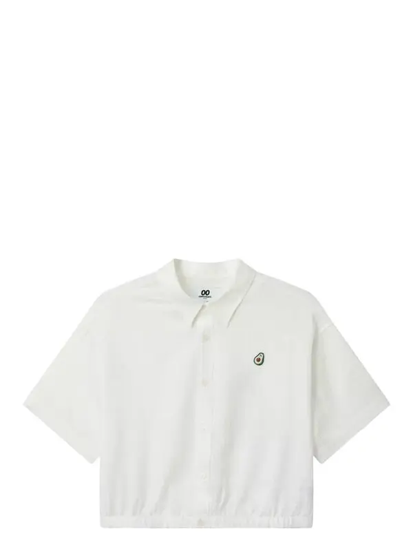 CHOCOOLATE Embroidered Cropped Polo Shirt - White