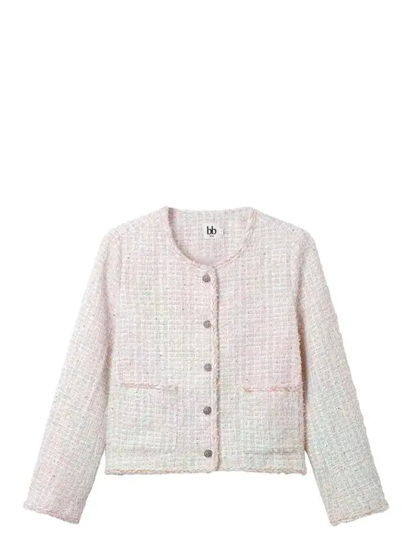 B+AB Frayed Tweed Jacket - Pink