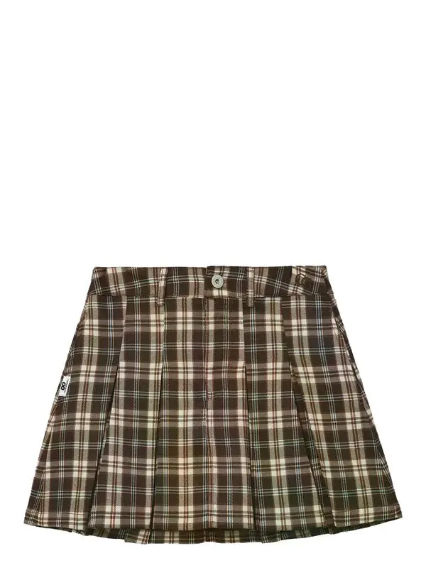 CHOCOOLATE Plaid Pleated Skirt - Brown