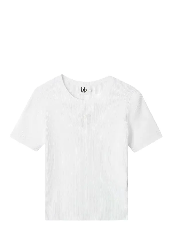 B+AB Ribbed-knit Short-sleeve T-shirt - White