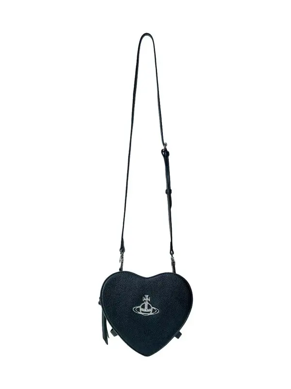 VIVIENNE WESTWOOD Louise Heart Textured Crossbody Bag - Black
