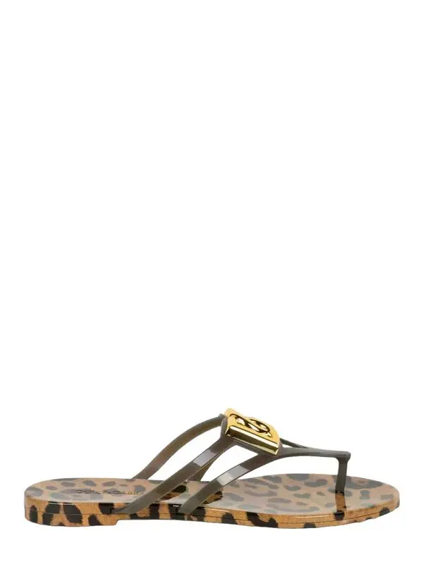 Dolce & Gabbana Leopard-print T-strap Sandals - Brown