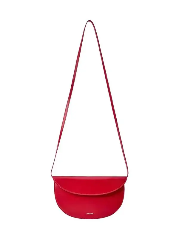 JIL SANDER Curved-flap Leather Shoulder Bag - Red