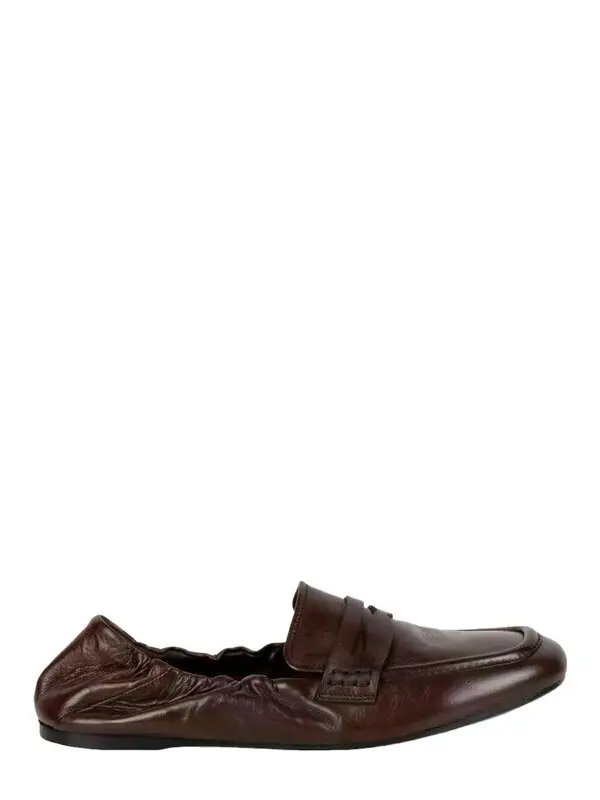 GUGLIELMO ROTTA Gathered Leather Loafers - Brown