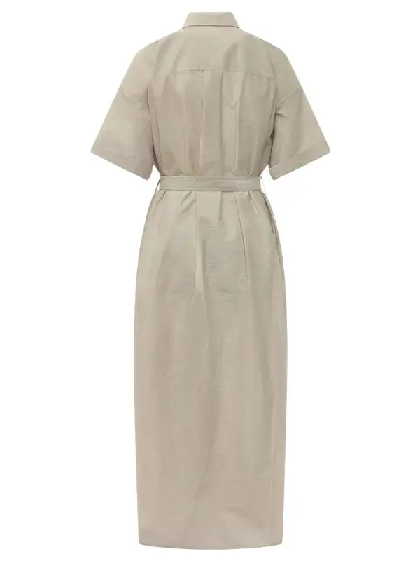 Brunello Cucinelli Sequin Belted Shirt Dress - Neutrals