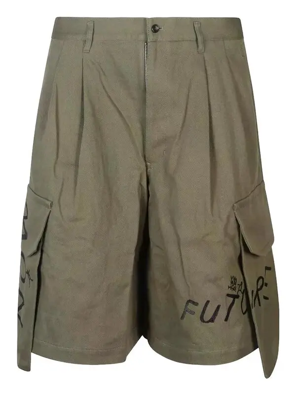 Comme Des Garçons Cargo Print Shorts - Green