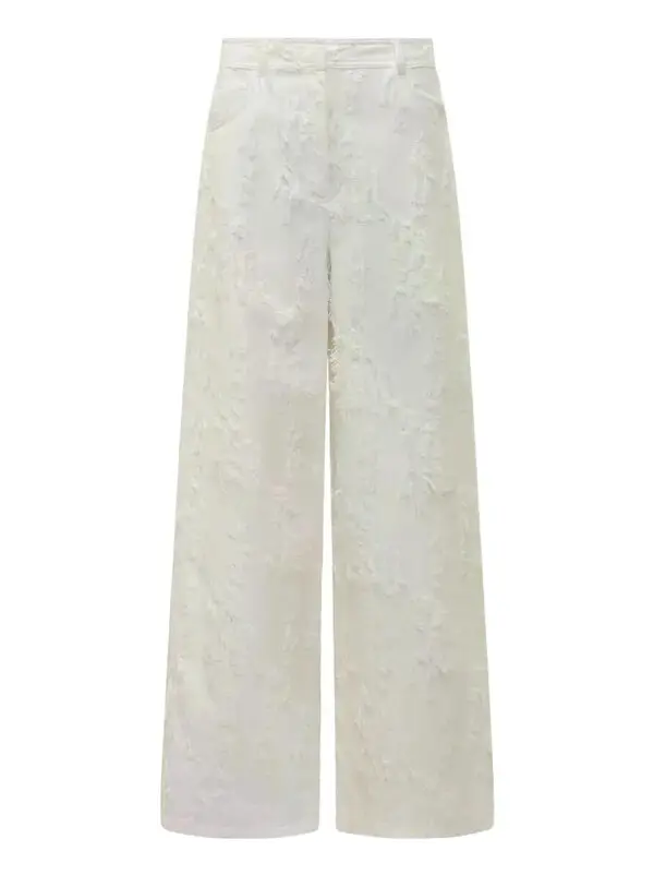 MSGM Textured Wide-leg Trousers - White