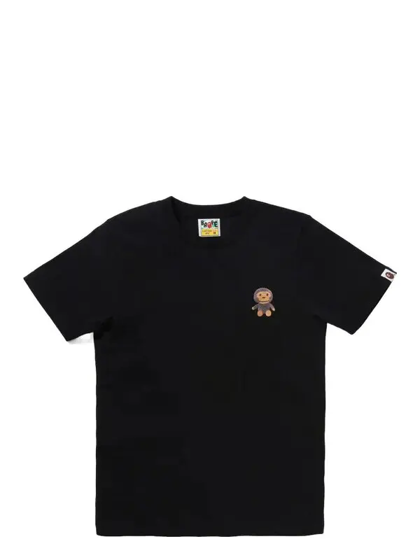 A BATHING APE Monkey-embroidered T-shirt - Black