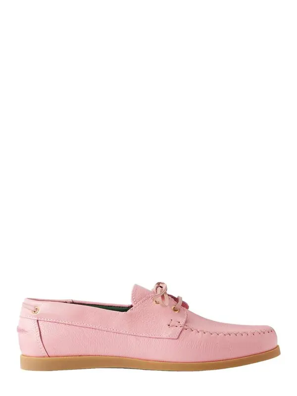 VINNY'S Boatman Full-grain Leather Boat Shoes - Pink