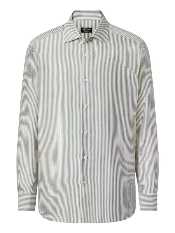 Zegna Striped Silk Shirt - White