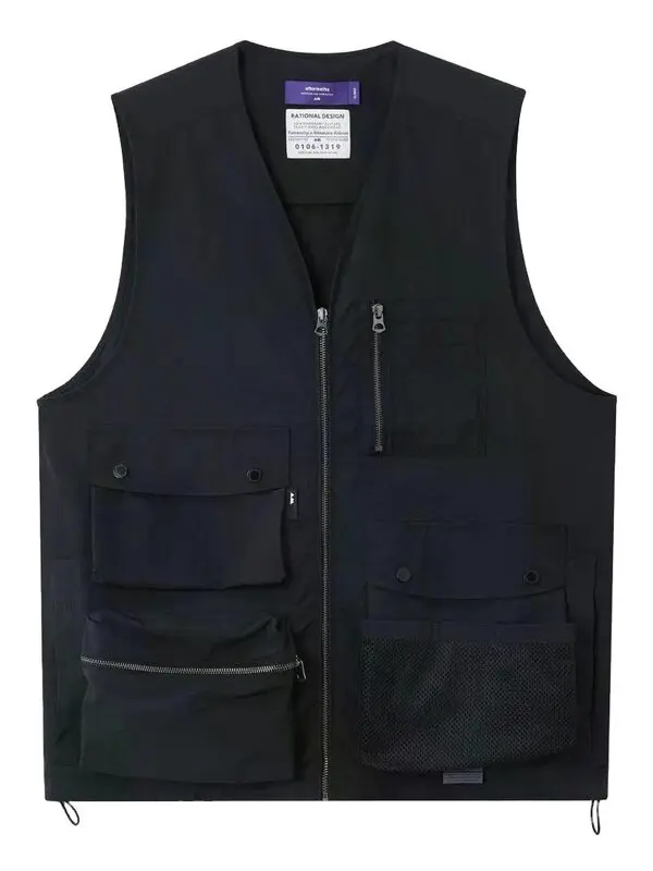 AFTERMATHS Zip-pocket Sleeveless Vest - Black