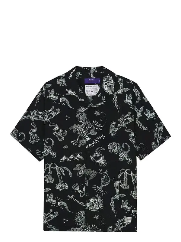 AFTERMATHS Patterned Short-sleeve Shirt - Black