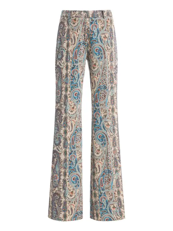 Etro Paisley-jacquard Cotton-blend Flared Trousers - Print