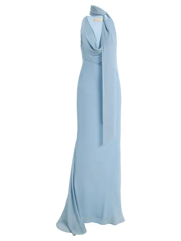 DE LA VALI Exclusive Sasini Georgette Maxi Dress - Blue