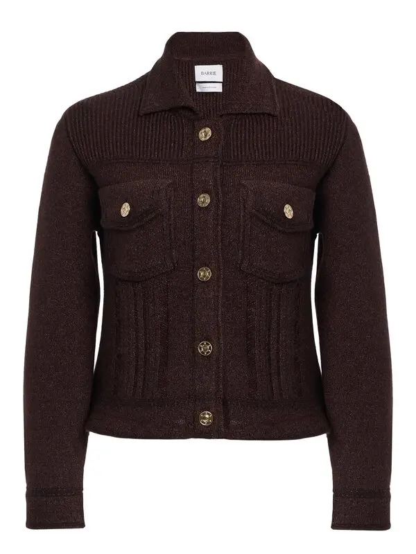 BARRIE Fitted Cashmere-denim Jacket - Brown