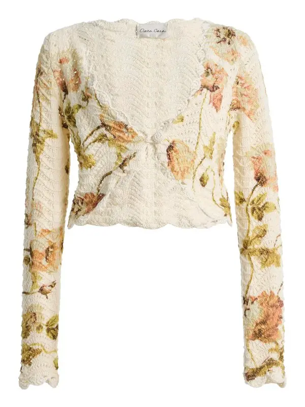 Cara Cara Sally Crocheted Cotton Shrug - Floral