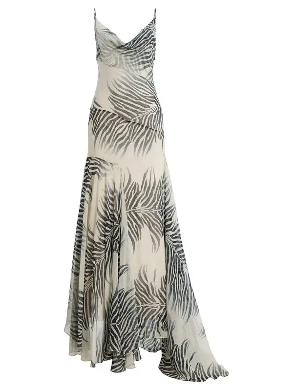 DE LA VALI Attica Zebra Chiffon Maxi Dress - Multi