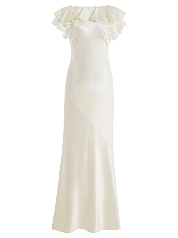 DE LA VALI Amancia Ruffled Maxi Dress - Ivory