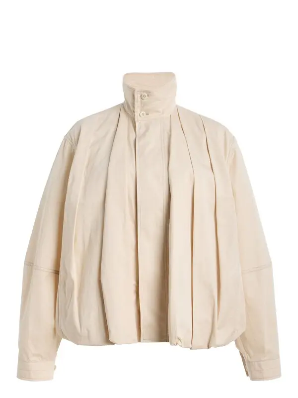LEMAIRE Pleated Cotton Satin Blouson Jacket - Ivory