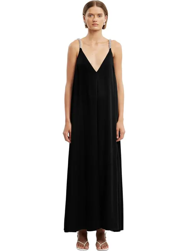 Significant Other Trapeze Maxi Dress With Braided Metallic Straps - Black