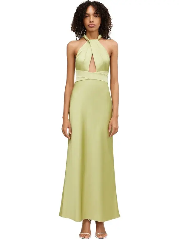 Significant Other Sleeveless Midi Dress With Halter Neckline - Matcha