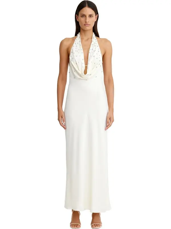 Significant Other Crepe Maxi Gown With Rhinestones - Ivory