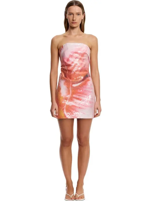 Significant Other Aden Strapless Mini Dress - Tangerine Bloom